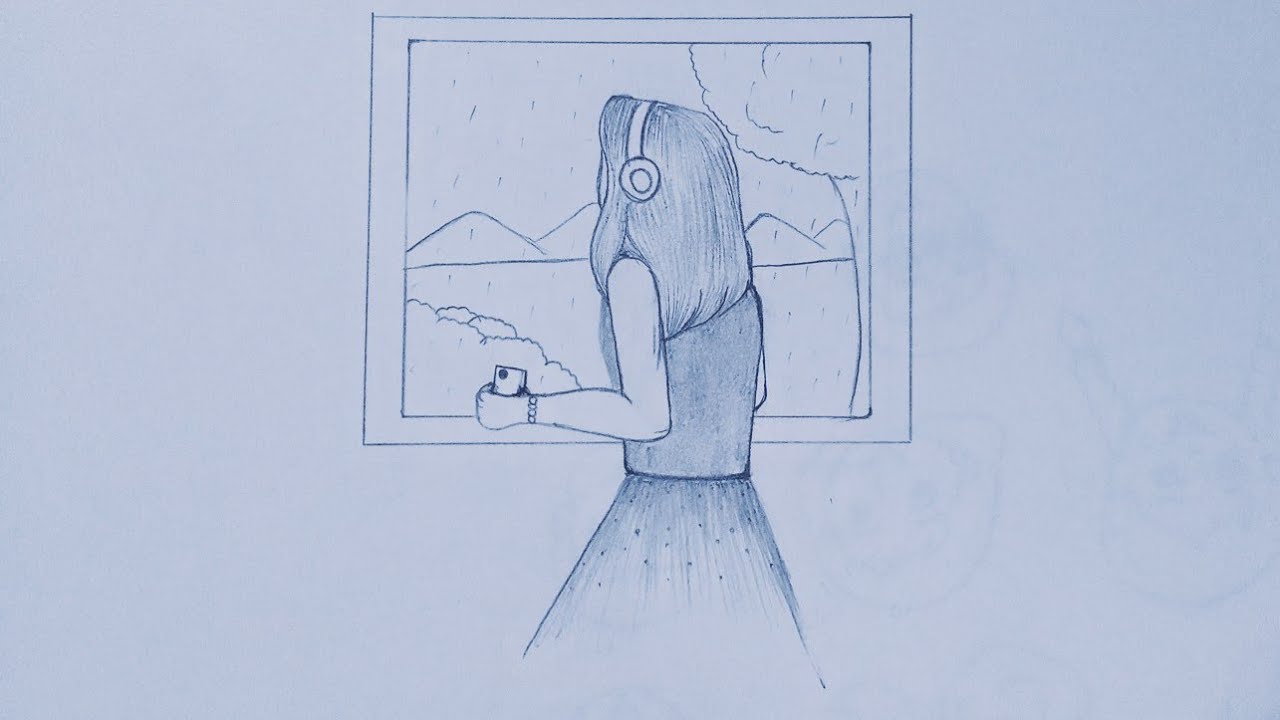 How to draw a girl looking outside the Window - YouTube