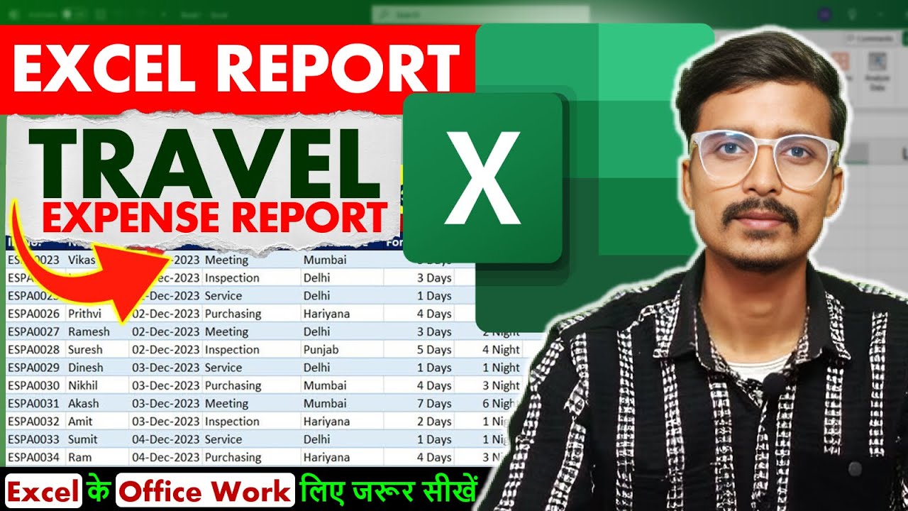 Travel Expense Report in Excel | Data Entry in Excel | MS Excel #data ...