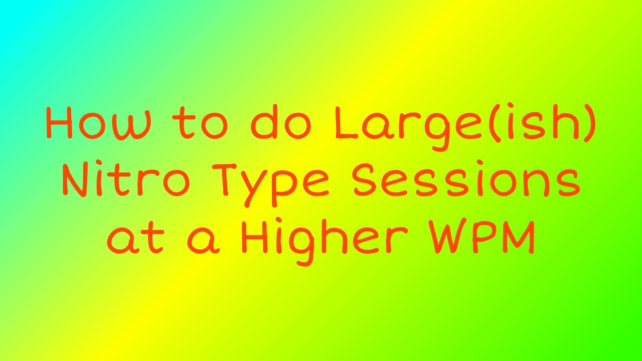 How to do a Large(ish) NT Session at a Higher WPM - YouTube