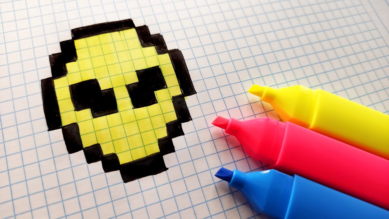 Handmade Pixel Art - how to draw an alien head #pixelart - YouTube