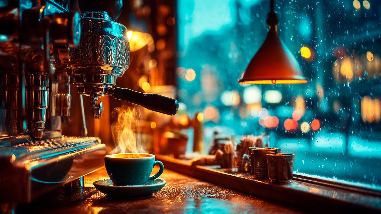 Cozy Rainy Coffee Shop Music ☕ Warm Lights for Calm Work & Study - YouTube