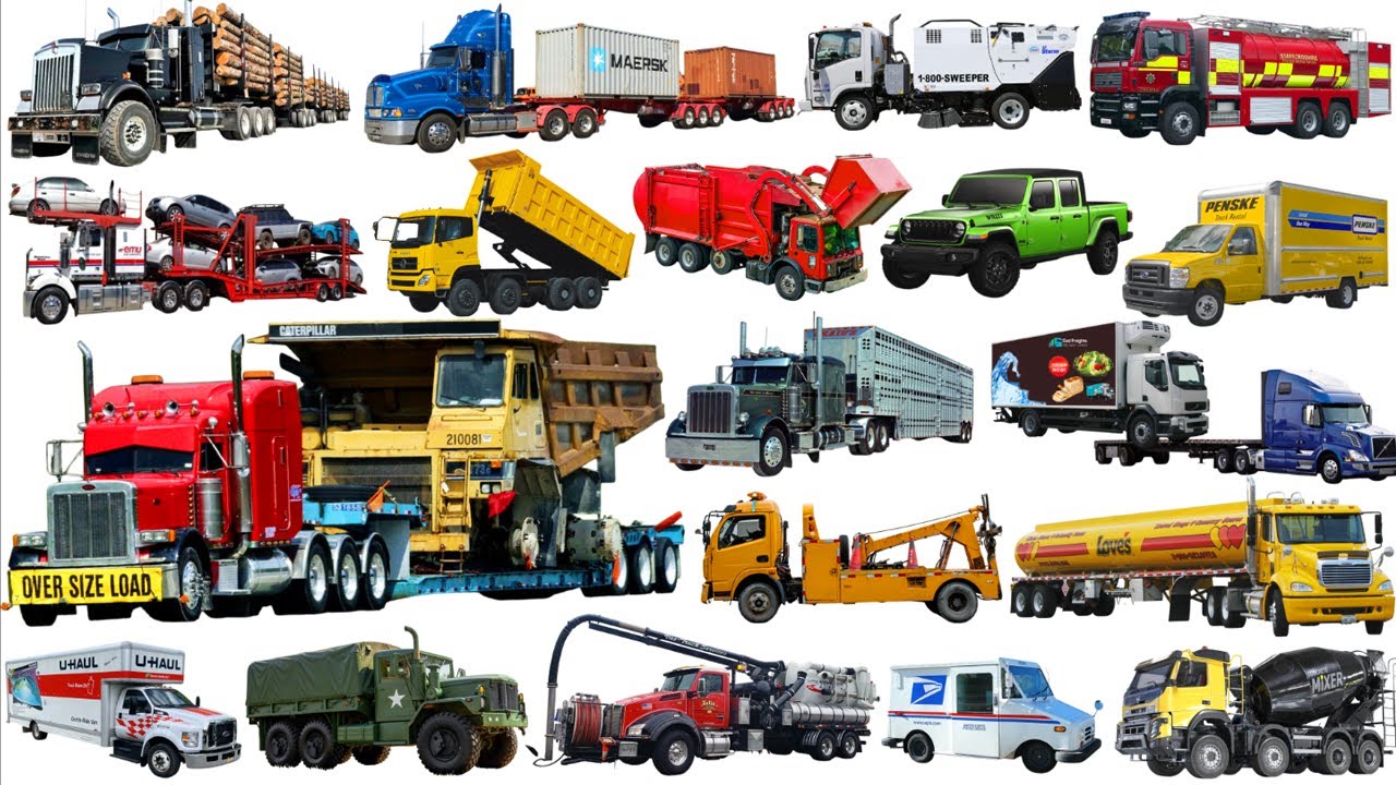 Truck Names for Kids - Vehicles Name - Learn 20 Big Vehicles Name ...