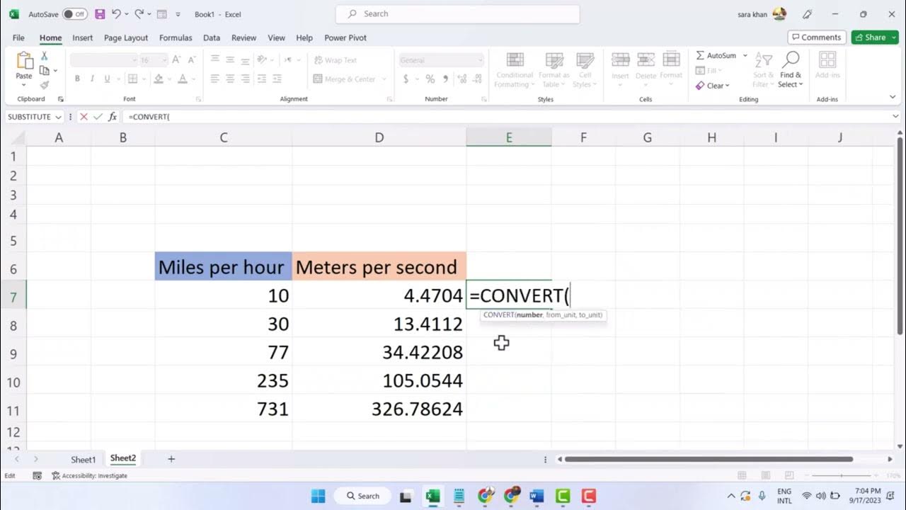 How to Convert mph to ms in Excel - YouTube
