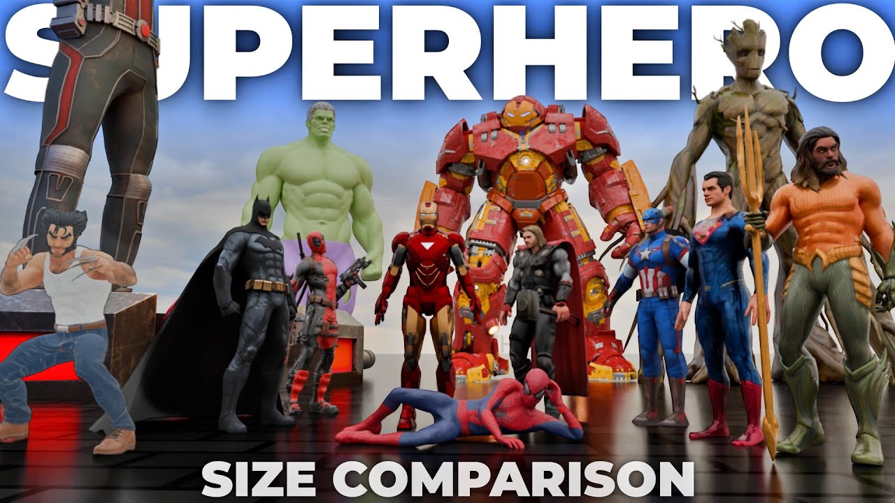 Superhero Size Comparison 3D | Marvel & DC Heroes Deadpool & Wolverine ...