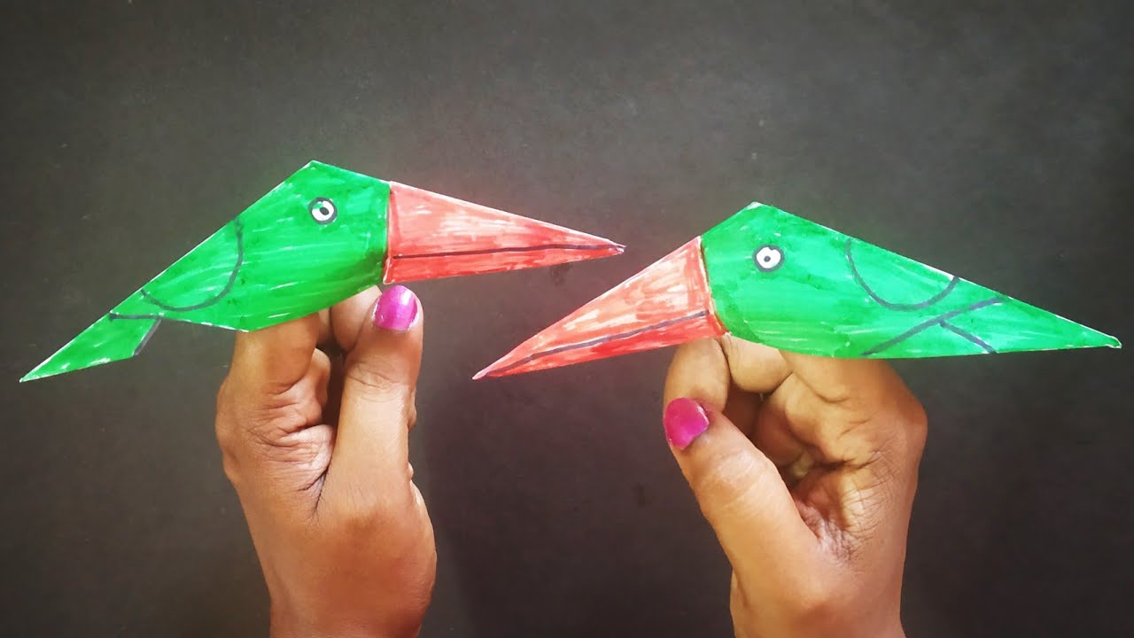 Finger Puppet Birds for Kids - How to make Pecking Bird - Origami Paper ...