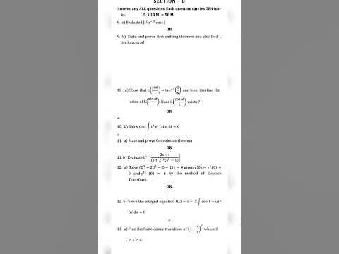 #degree 5th sem maths paper -7B integral transforms with applications #modelpaparmath2023 - YouTube