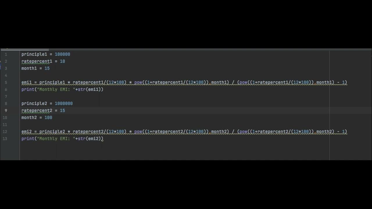 Python | emi calculator (simplest example) - YouTube