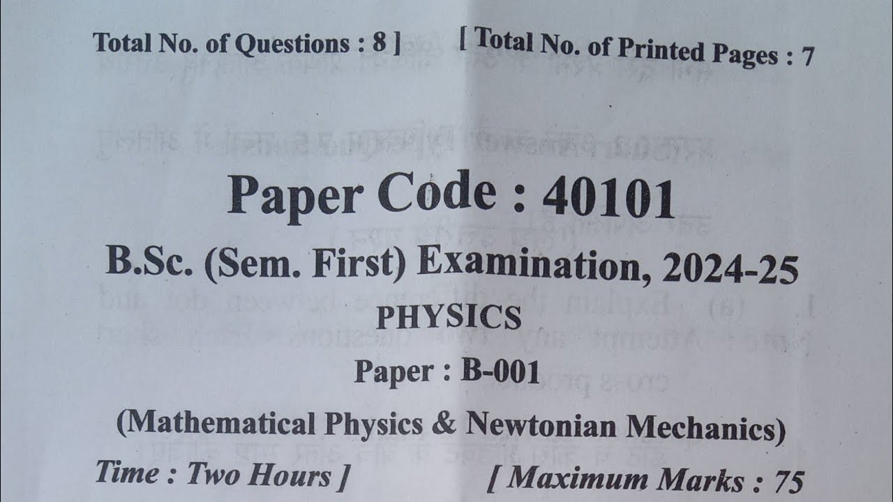 bsc 1st semester physics question paper 2024–25 | bsc physics 1st ...