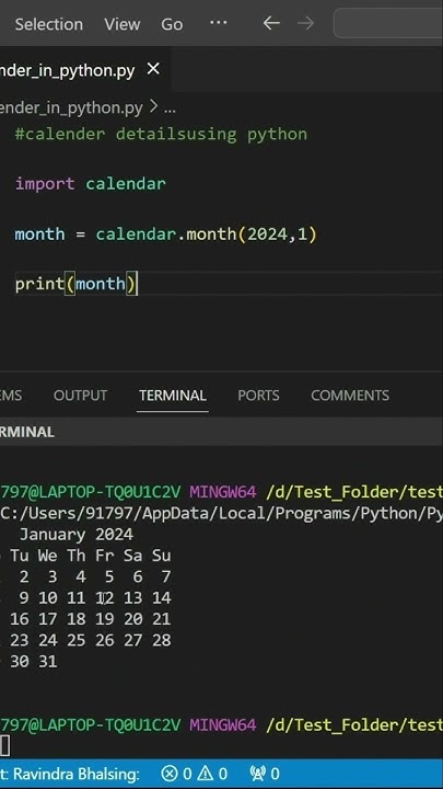 calendar module in python #python #pythonprogramming#coding - YouTube