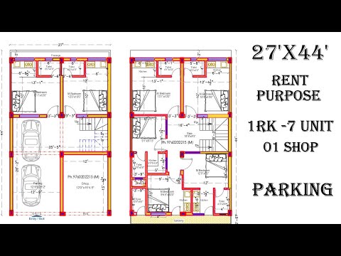 27'x44' Rent Purpose House Plan - YouTube