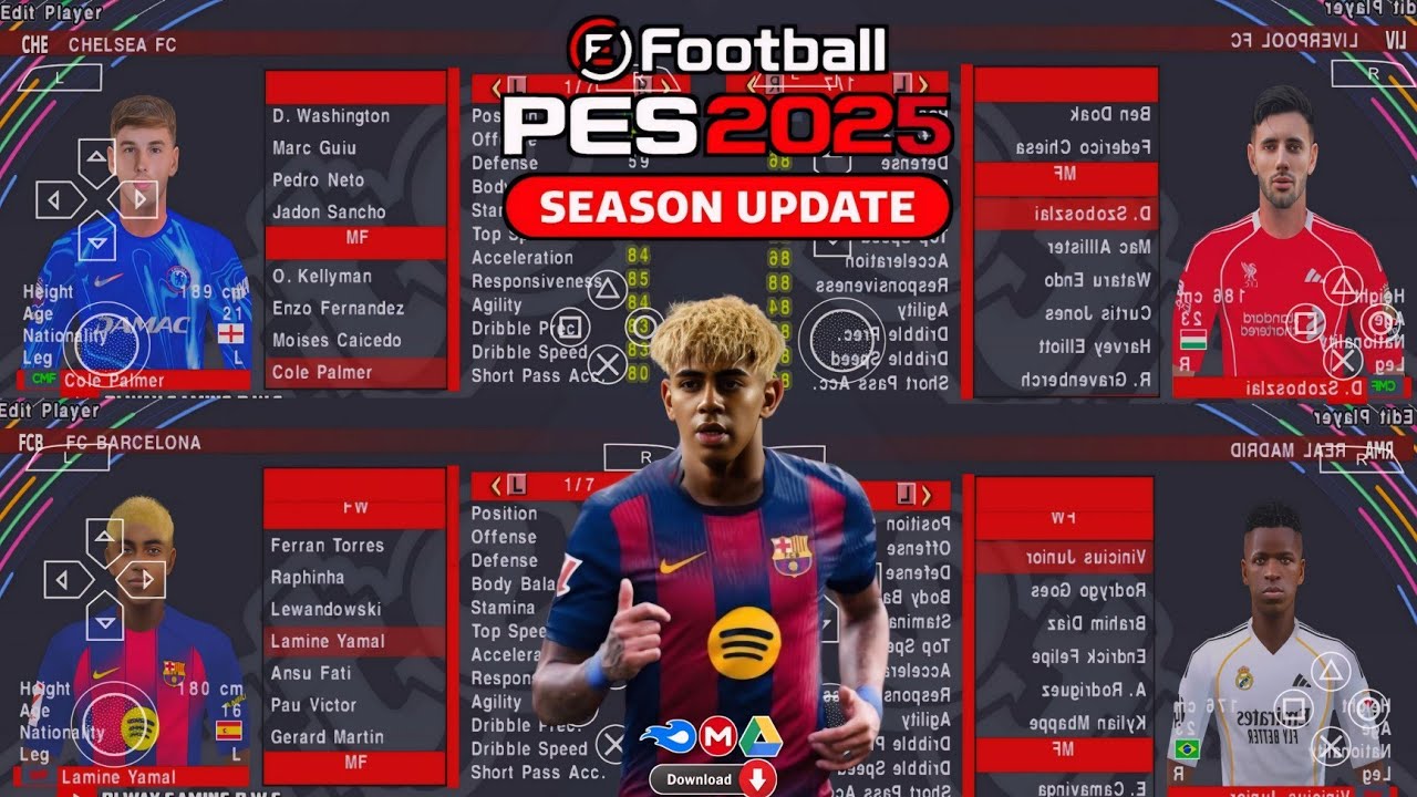 EFOOTBALL PES 2025 PPSSPP Android Offline Full Update UCL, League, Kits ...