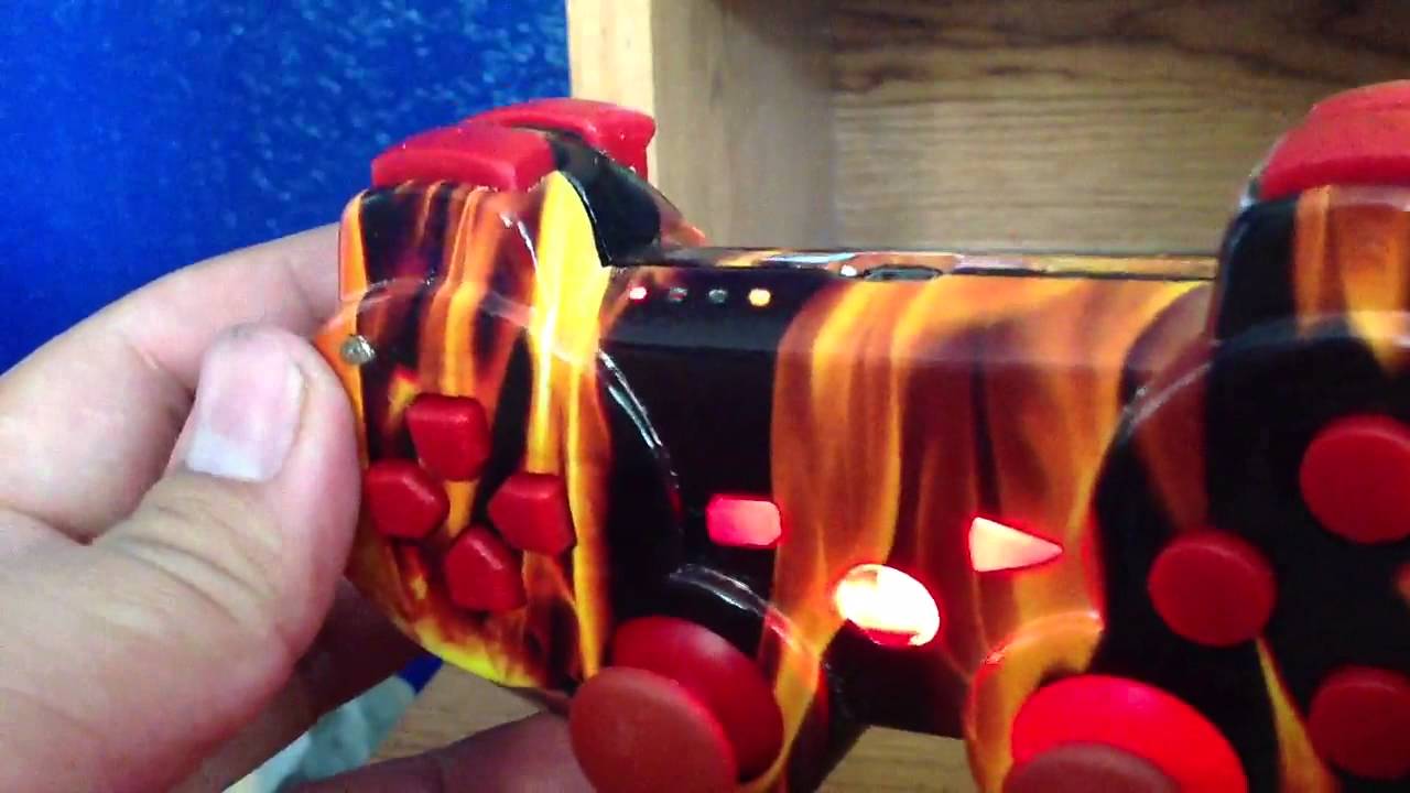 Flaming Reaper PS3 Controller With Rapid Fire And LED Rumbl - YouTube