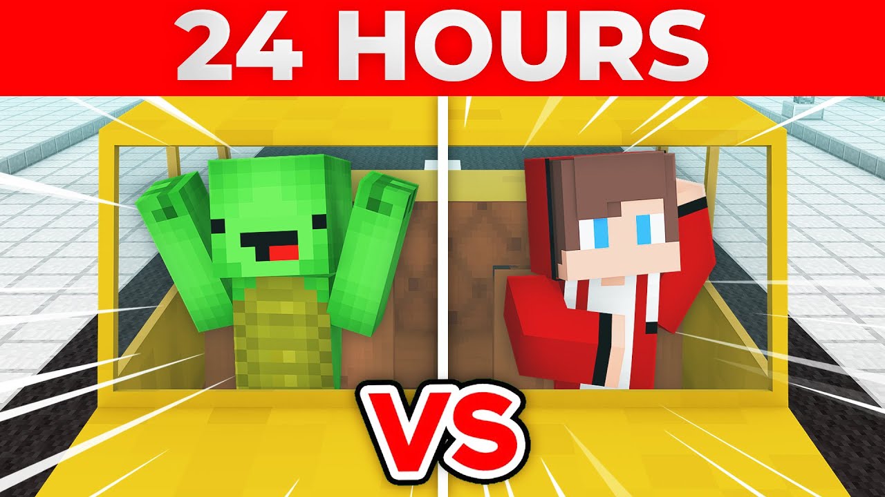 JJ And Mikey SURVIVING 24 Hours In The Car Challenge in Minecraft Maizen - YouTube