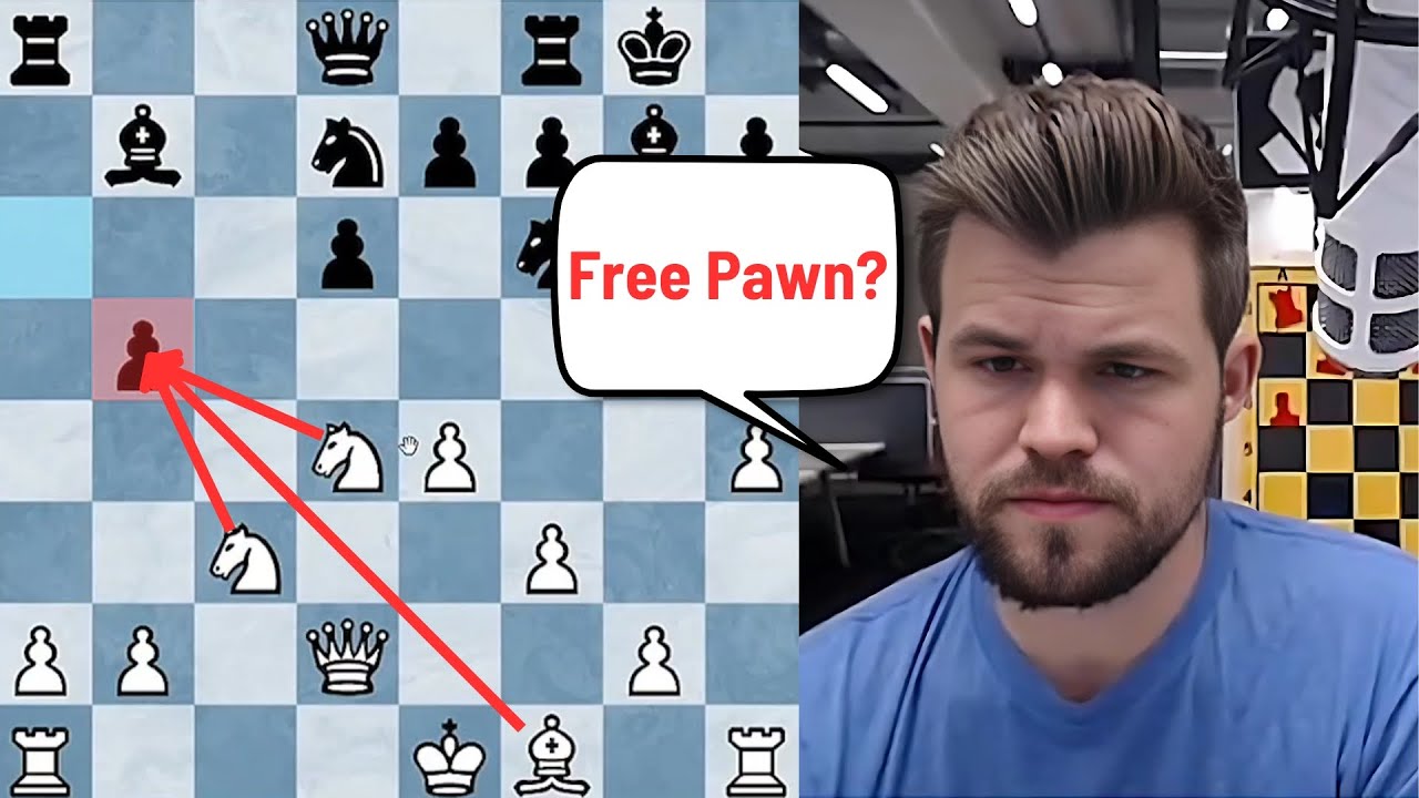 Magnus gets confused with the free pawn! - YouTube