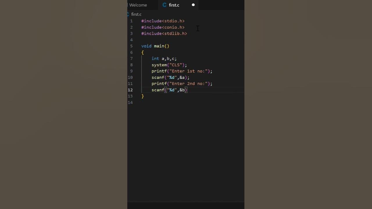 C Programming Addition Of Two Numbers In Vs Code ‎codingcorners Codingcorner Cprogramming