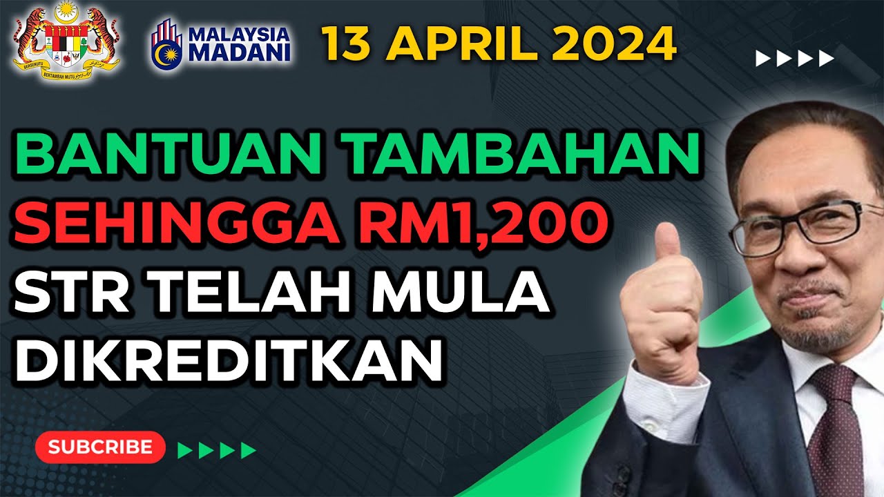 Bantuan TAMBAHAN Sehingga RM1200 Telah Mula DIKREDITKAN - YouTube