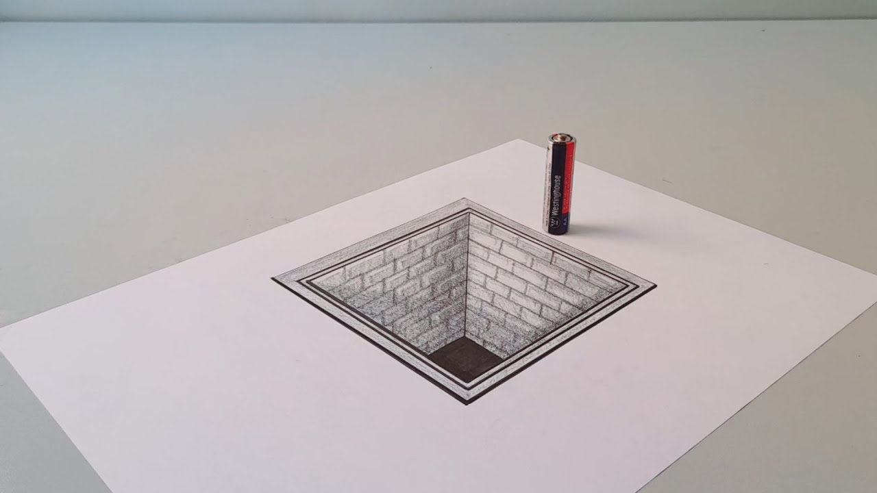 very easy 3d drawing hole on paper for beginners - YouTube