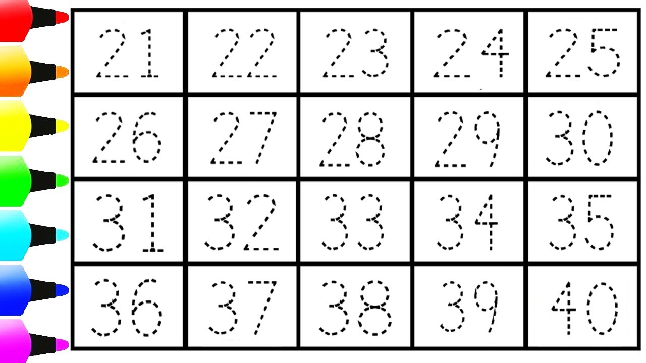 Learn How to Read and Write Numbers 21 to 40 Easy for Children - Ks Art ...