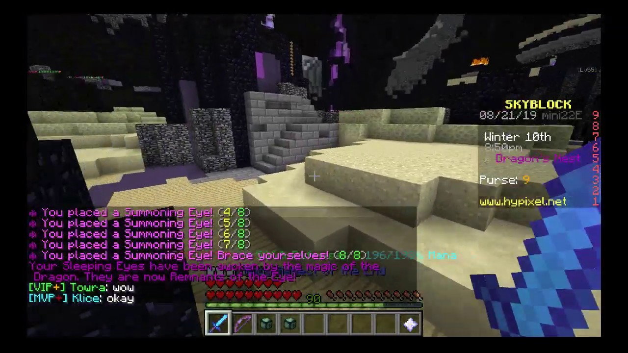 Hypixel - Skyblock: Using 8 summoning eyes - YouTube