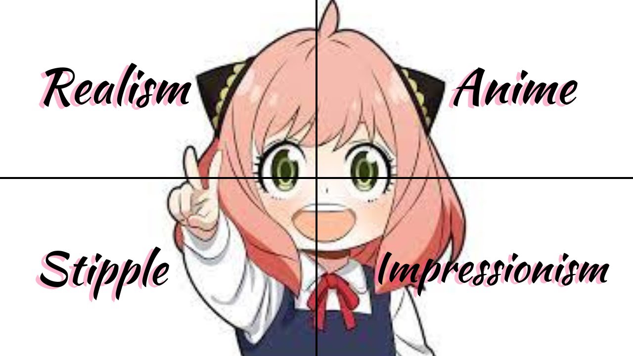 Drawing Anya Forger Spy X Family in 4 Different Styles!! - YouTube