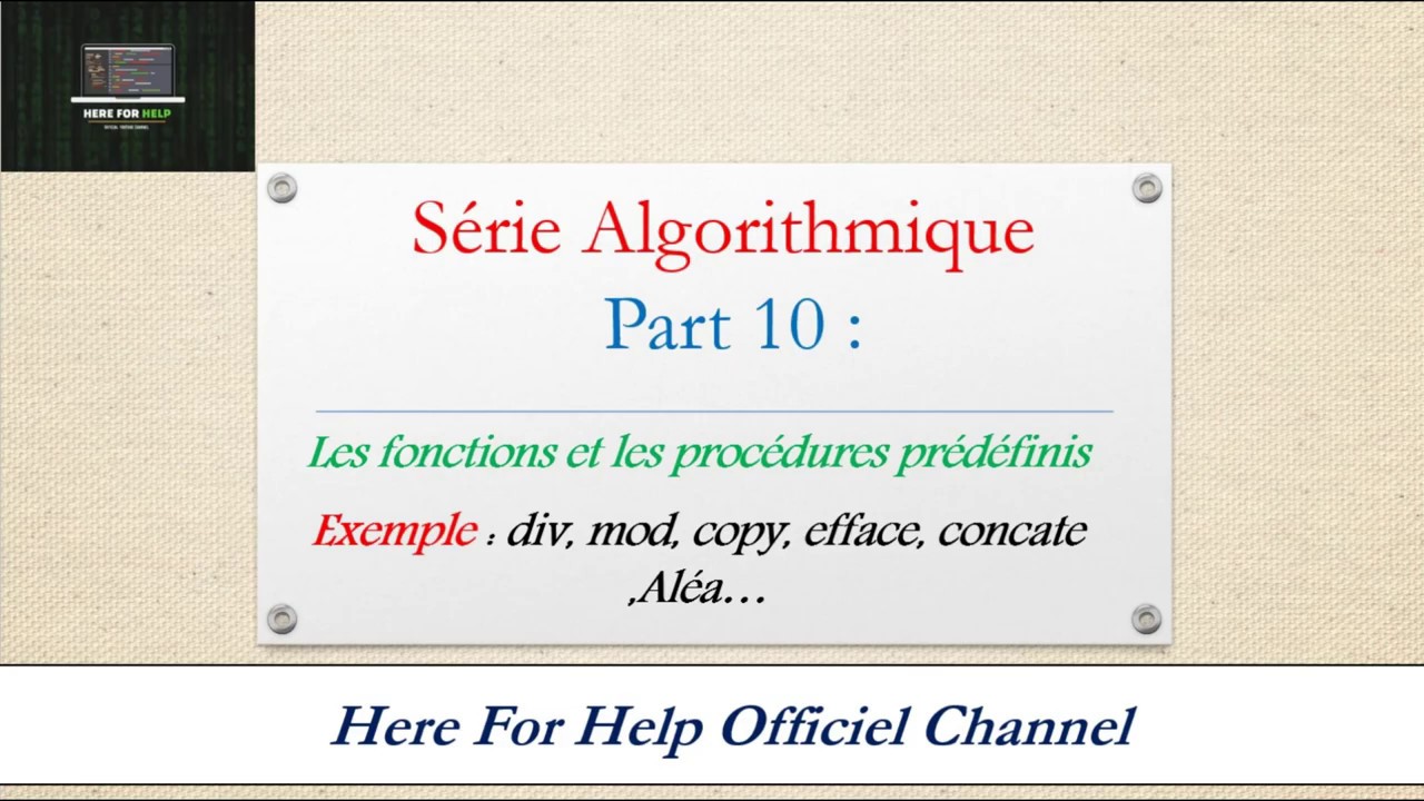 Algorithme Tounsi |♦ part10 : Procédures et fonctions prédéfinis de "A" jusqu’à ''Z'' !! - YouTube