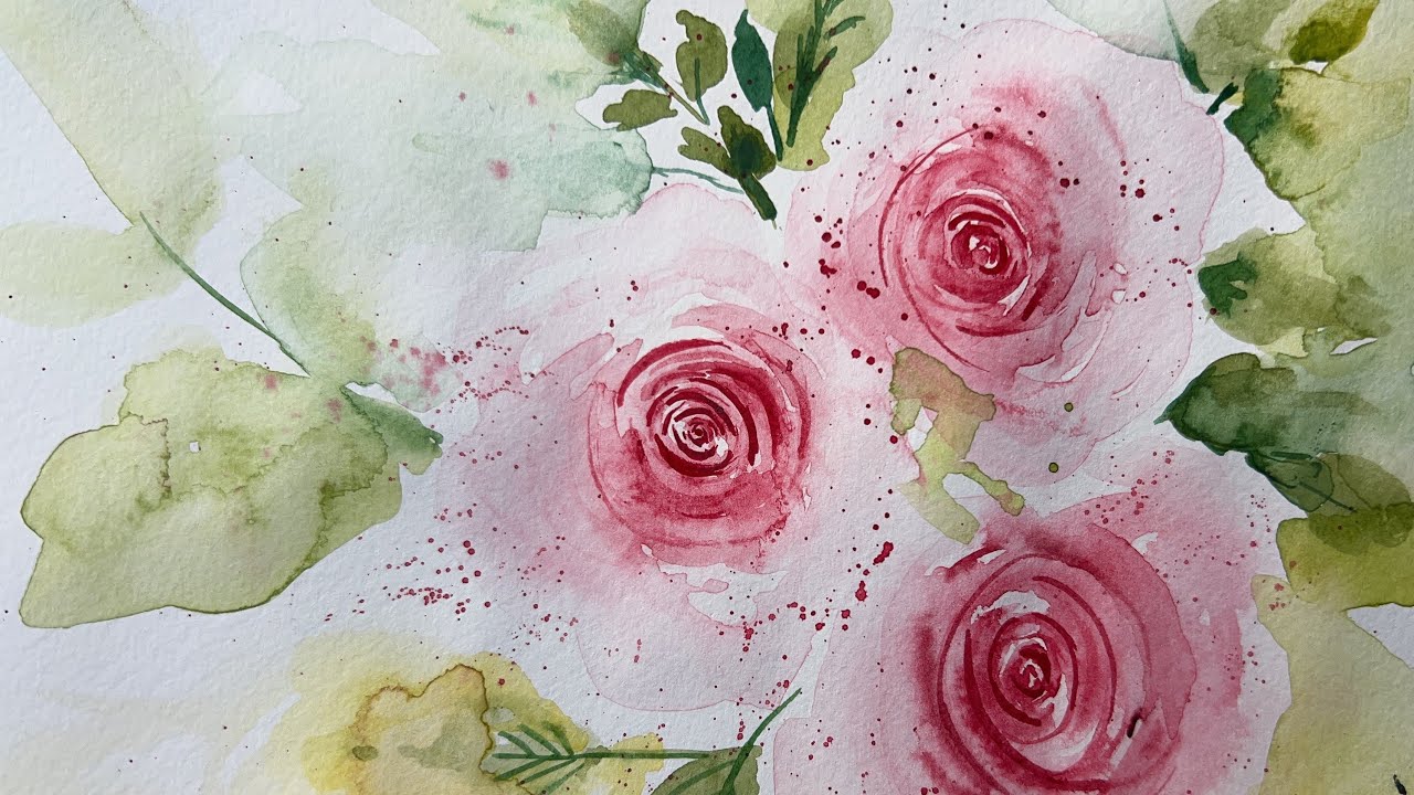 Easy watercolour rose painting for beginners - YouTube