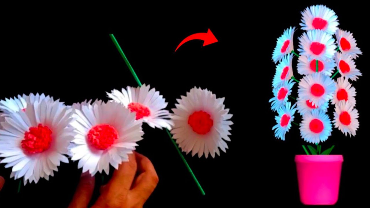 How To Make Paper Flower Guldasta | DIY | Paper Flowers Making For Home ...