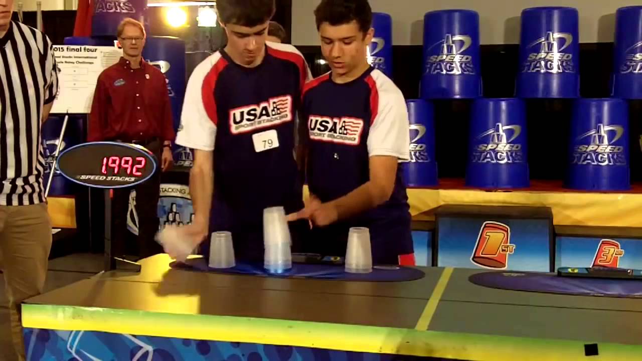 Cup Stacking Doubles 3-6-3 Relay - YouTube
