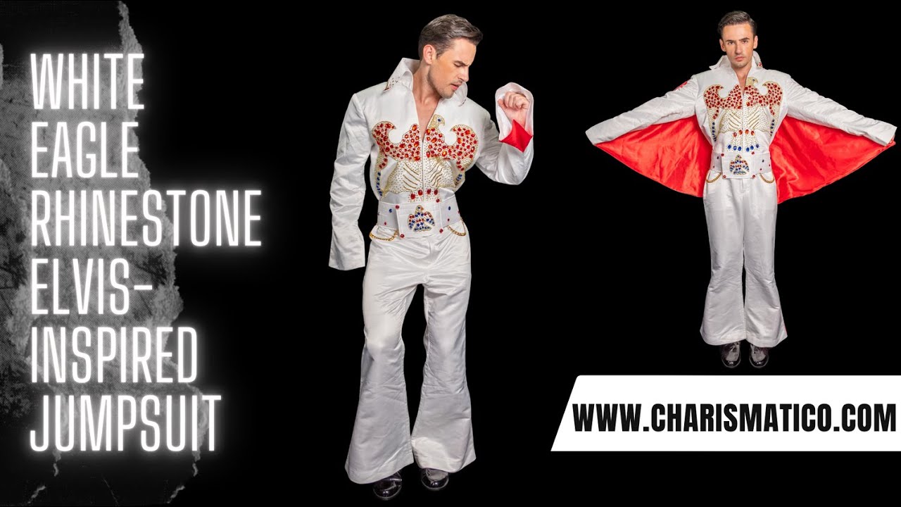 CHARISMATICO Legendary White Eagle Rhinestone Elvis-inspired Jumpsuit ...