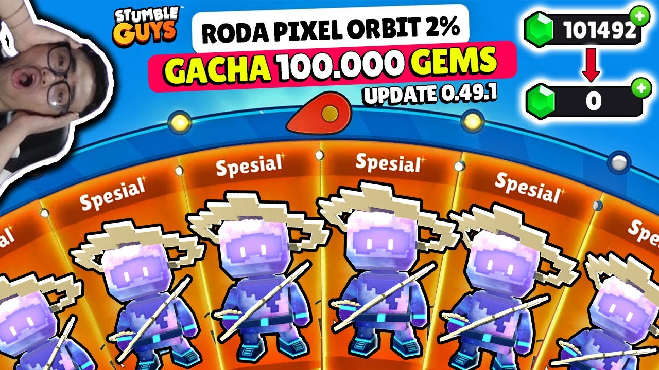 AKHINYA GACHA SKIN SPECIAL BARU PIXEL ORBIT!! TAPI KENA SCAM 100.000 GEMS HABIS?! - Stumble Guys ...
