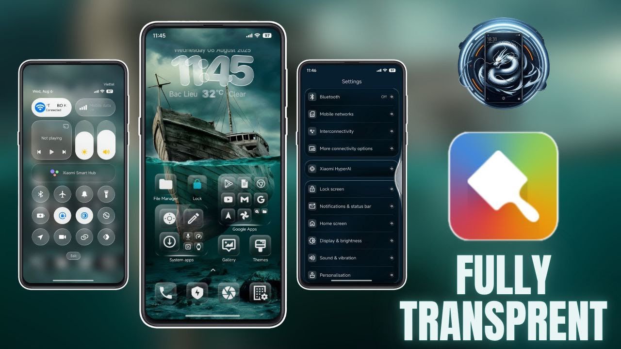 Fully Transparent Theme For Xiaomi HyperOS 2 | Xiaomi Theme Hub - YouTube