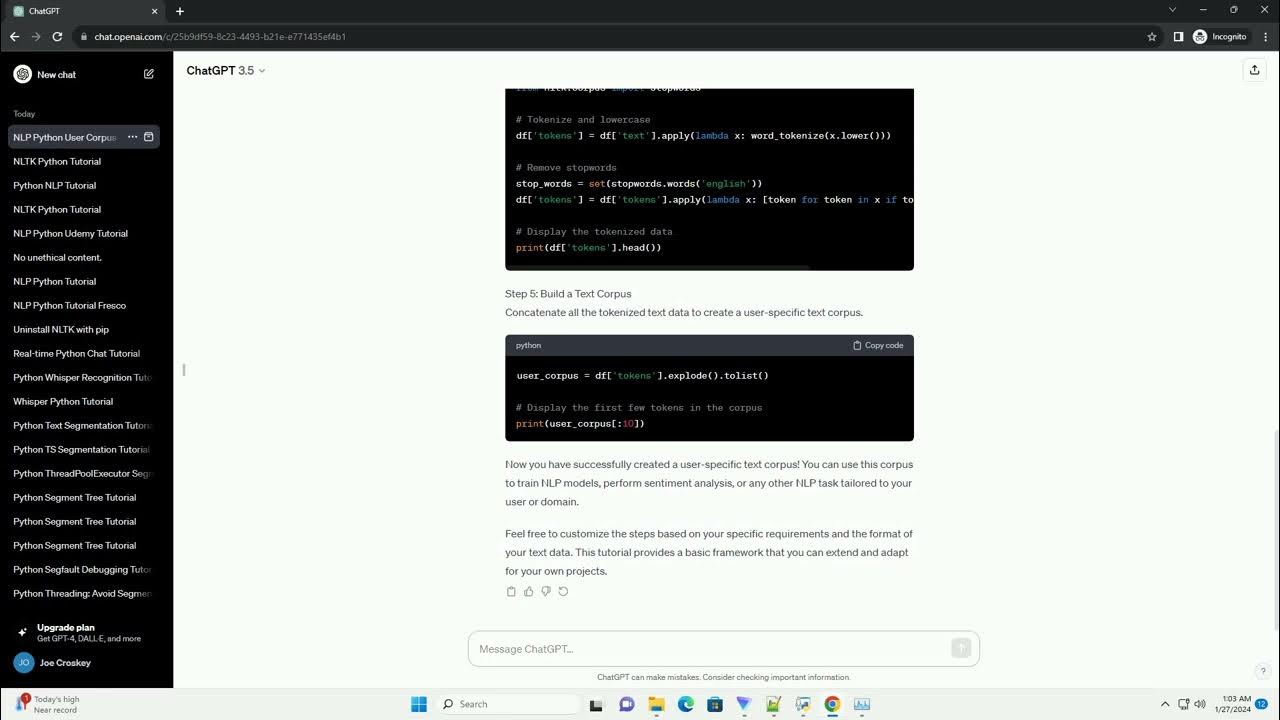 nlp python user specific text corpora - YouTube