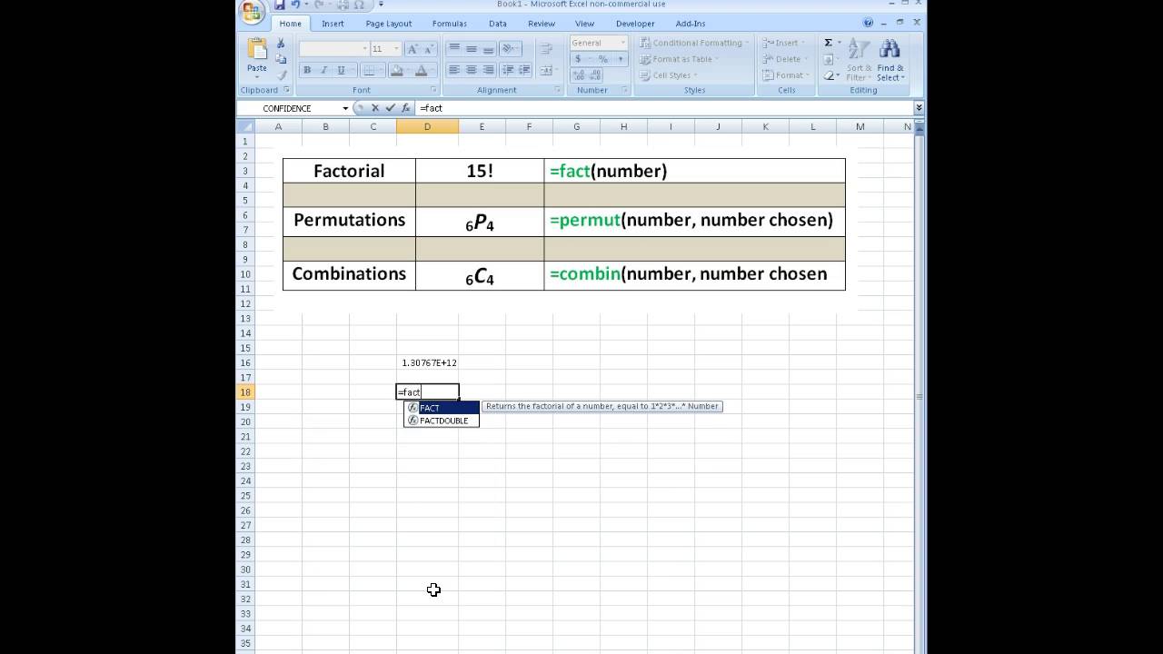 Factorial Permutation Combination Excel YouTube Factorial Permutation Combination Excel YouTube