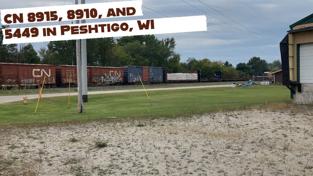 CN 8915, 8910, & 5449 | CN Action in Peshtigo, WI - YouTube