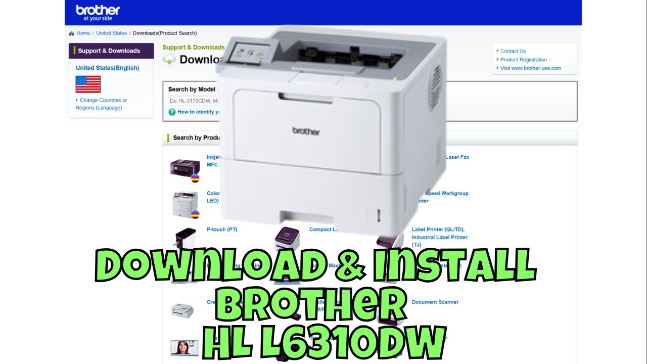 How To Install & Setup Brother HL L6310DW Printer Driver in Windows 10/ ...