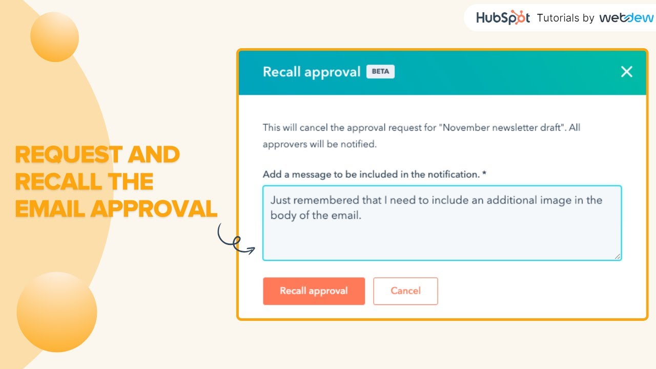 How to request and Recall the email approval in HubSpot. - YouTube