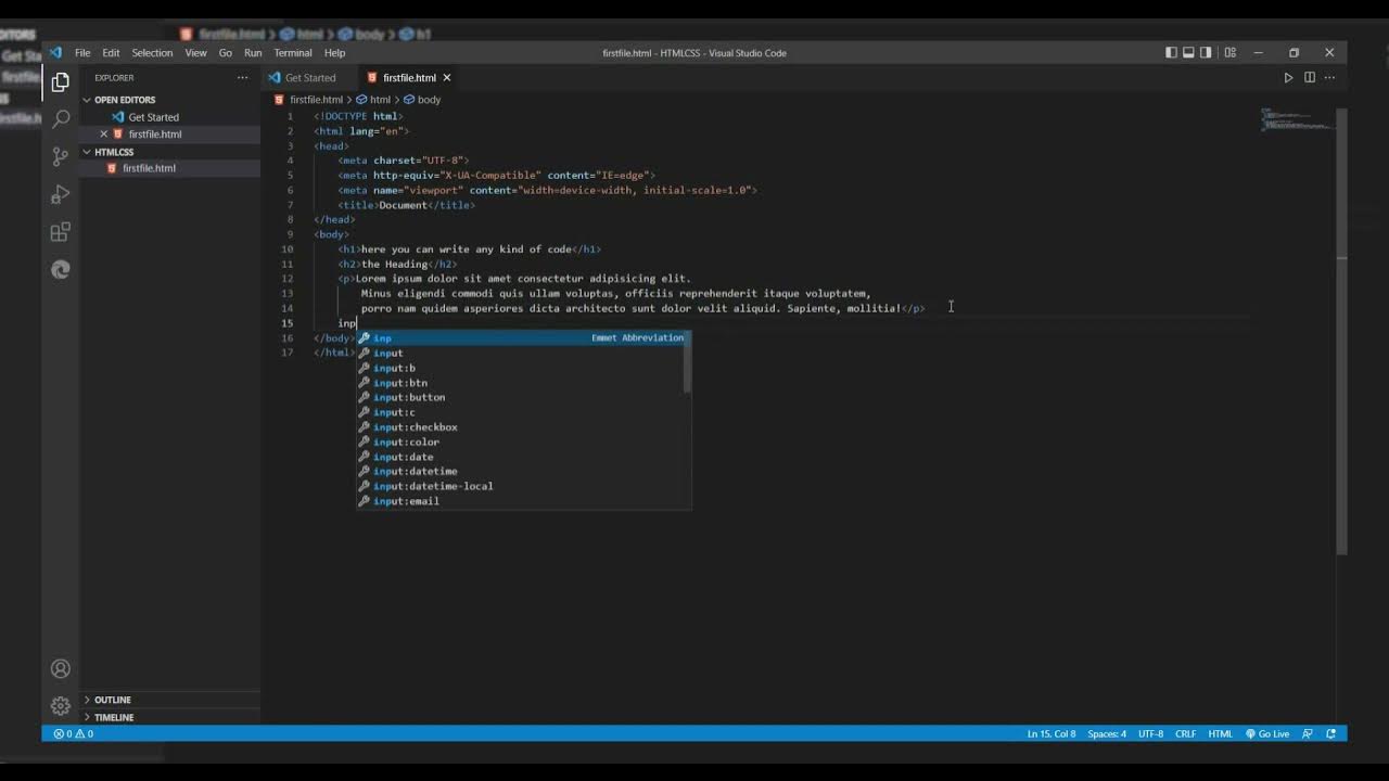 HTML basic practice, heading paragraph input field and image place in a ...