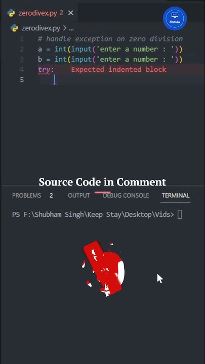 handle exception on zero division in python #shorts #short - YouTube