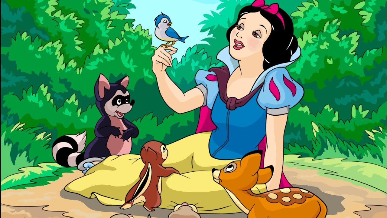 Happy Colour - Colour by Number. Disney Princess Snowhite playing with ...