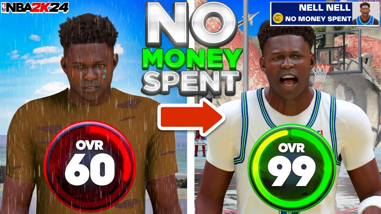 ANTHONY EDWARDS BUILD 60 TO 99 OVR W/NO MONEY SPENT IN NBA 2K24! PT.1 ...