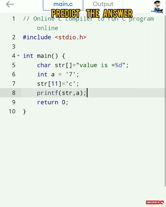 Predict The Answer For Above Program Using String Happycoding 9266
