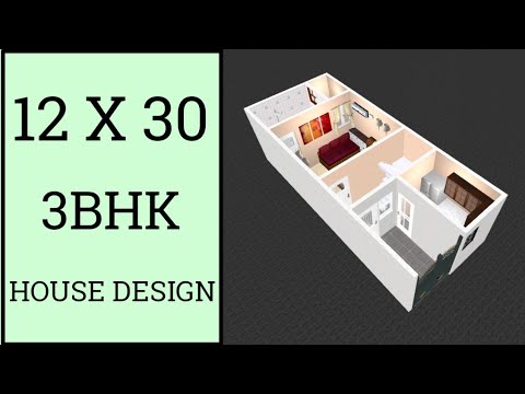 12x30 Small House Plan with 3D Interior l 12x30 Plot Ka Naksha l 12x30 ...