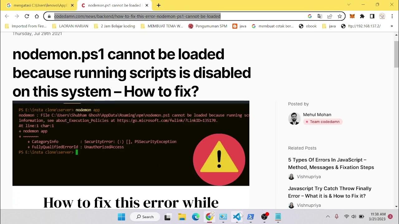 Mengatasi nodemon.ps1 cannot be loaded because running scripts is ...