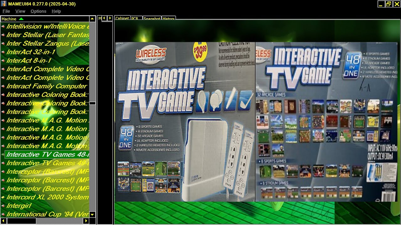 ATTRACT MODE INTERACTIVE TV GAMES 48 IN 1 PAL 200x Taikee MAME MESS NES ...