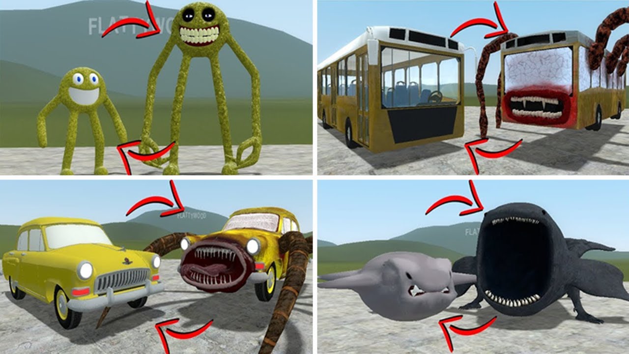 EVERYTHING TURNED INTO MONSTERS: BUS EATER BUILDER, BLOOP, HOUSEHEAD VS ...