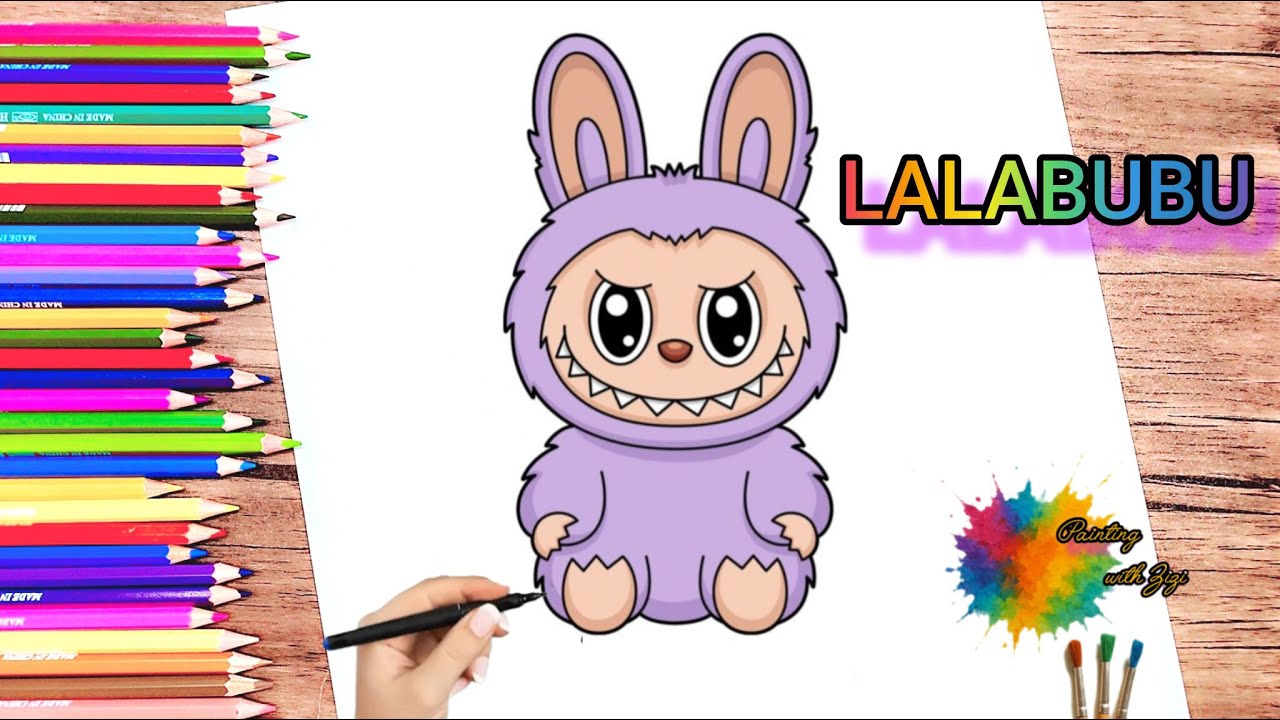 How to draw purple LALABUBU |The Adorable Character LALABUBU - YouTube