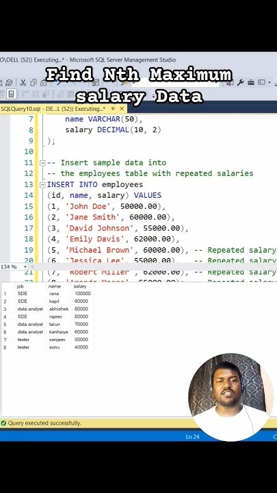 Find Nth Maximum Salary In Sql Server Sql Database Dataanalysis Codinginterviewding Shorts