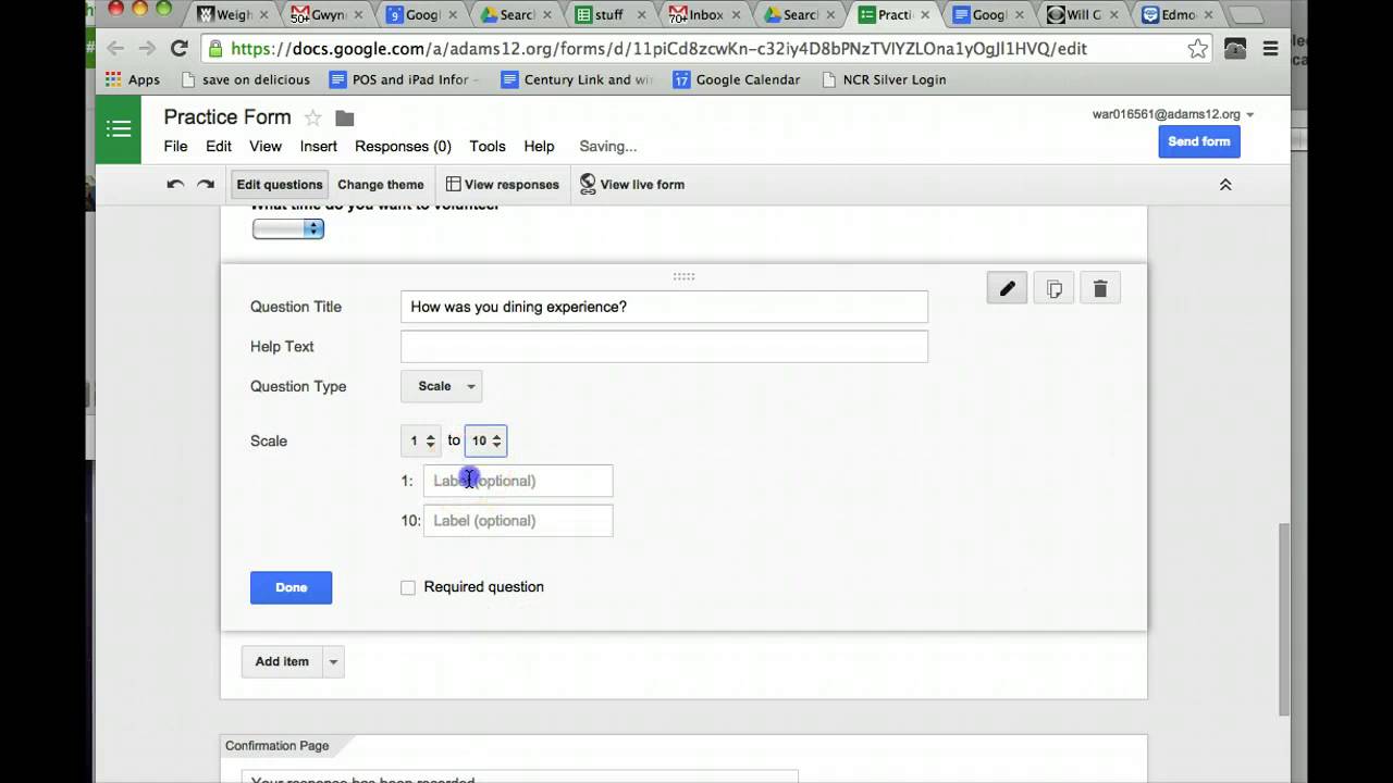 Google Form Basics Fall 2014 - YouTube