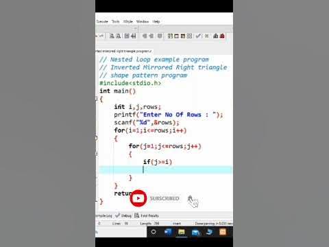 #55 Inverted Mirrored Right Triangle Shape Pattern Program in C | C Programming #shorts - YouTube