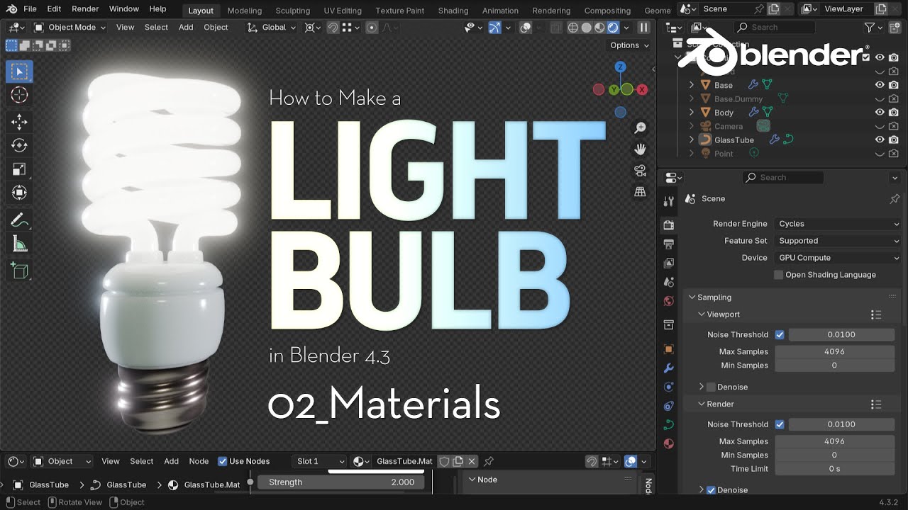 Blender Tutorial : How to Make a LightBulb | 02. Materials - YouTube